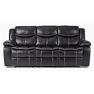 Homelegance 88" Manual Double Reclining Sofa, Black