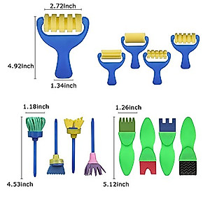 Kids Paint Brushes, YGDZ 12 Pack Washable Painting Brushes for Toddlers Kids Early Learning Toys Foam Roller Sponge Arts Crafts Gift