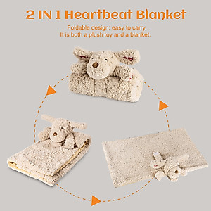 Moropaky Heartbeat Toy Puppy Heartbeat Blanket for Dog Anxiety Relief, Heartbeat Stuffed Animal for Puppy Calming Aid Behavioral Aid, Comfort Cuddle Toy for Dogs Cats Pets…