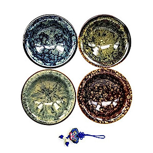 Handmade Japanese Cold Sake Sushi Wine Tea Cup,Kungfu Teacup, Set of 4 (Multi)