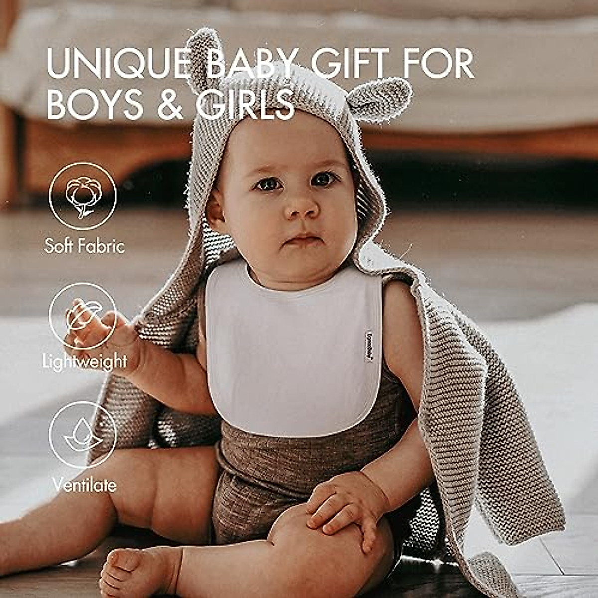 Baby Bibs with Snaps,Organic Cotton Bandana Bibs for Baby Girls, Super Soft Absorbent Snap Bibs for Newborns and Toddlers, Adjustable,Machine Washable