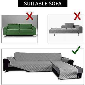 JIABOLANG Double Side L Shape Couch Cover Sectional Sofa Covers Set Chaise Couch Cover Slip Covers for Sofas Couches Sectional Furniture Protector Cover (Medium,Grey)