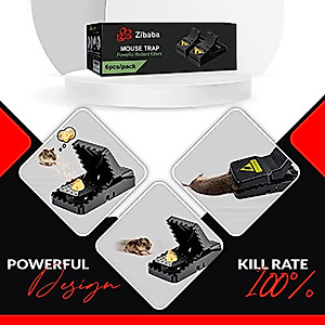 Zibaba Mouse Trap, 6 Pack (3 Large, 3 Small) Mice Trap with Gloves and Brush, Reusable and Easy to Use Mouse Traps for Indoor, Outdoor, Kitchen, Garage and Garden