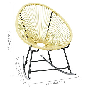 SLGSDMJ Patio Rocking Chair, All Weather Resistant Outdoor Indoor Patio Rocker Chair, Comfortable Smooth Rocking Outdoor Acapulco Chair Poly Rattan Beige