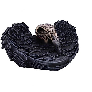 Nemesis Now Edgar Allan Poe's Nevermore Raven Skull Trinket Holder, Gothic Jewelry Dish, Hand-Painted Resin, 17cm