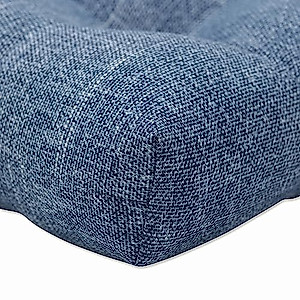 Pillow Perfect Tory Solid Indoor/Outdoor Wicker Patio Sofa/Swing Cushion Tufted, Weather and Fade Resistant, 19" x 44", Blue