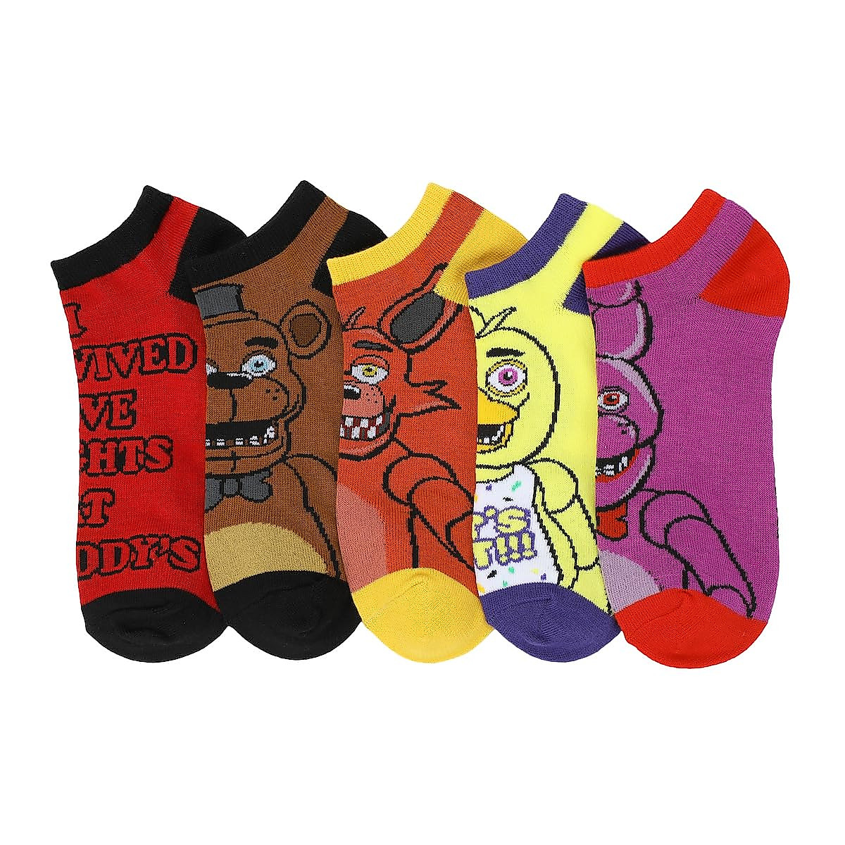 Bioworld Five Nights At Freddy's Menacing Characters Adult 5-Pair Ankle Socks