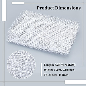 BENECREAT 3.28 Yards White Net Mesh Fabric 10inch Wide Birdcage Bridal Veil Netting Fabric Wedding Hat Veil Mesh Trimmings Fabric for Wedding Decoration, Sewing, Hat Decorating