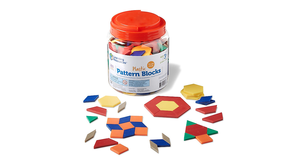 Learning Resources 250 Plastic Pattern Blocks for Kids