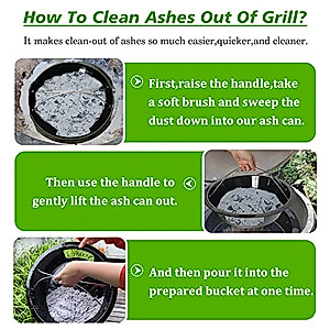 KAMaster Ash Can with Handle for XLarge Big Green Egg,Charcoal Ash Collector Must Haves Big Green Egg Accessories Carbon Steel Ash Pot with Enamel Coating Steel Folding Handle Kamado Ash Basket(XLarge