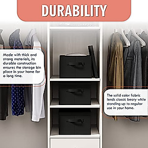 Ornavo Home Foldable Collapsible Large Storage Box Bins Fabric Shelf Basket Organizer with Handles and Lid - Set of 3 - 15 x 10 x 9 - Black