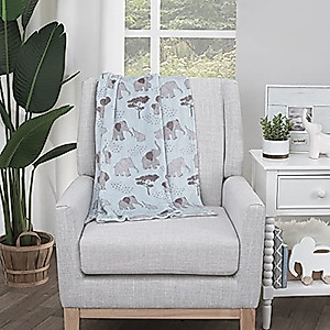 NoJo Little Love Super Soft Blue and Grey Elephant Plush Baby Blanket