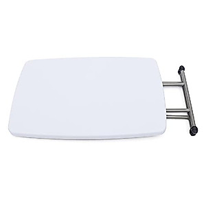 CNCEST Foldable Tray Table Small Personal Folding Table Indoor Outdoor Commercial Portable Dining Table Snack Desk Adjustable Height Stand Up Folding Desk for Home Garden Office White 30.31x19.69