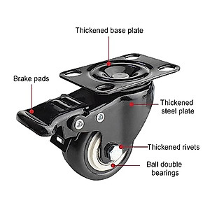 , 1.5″ Silent Swivel, 2″ with Brakes, PVC Caster Kit, for Trolley, 4pcs (Color : Fixed, Size : 1.5inch)
