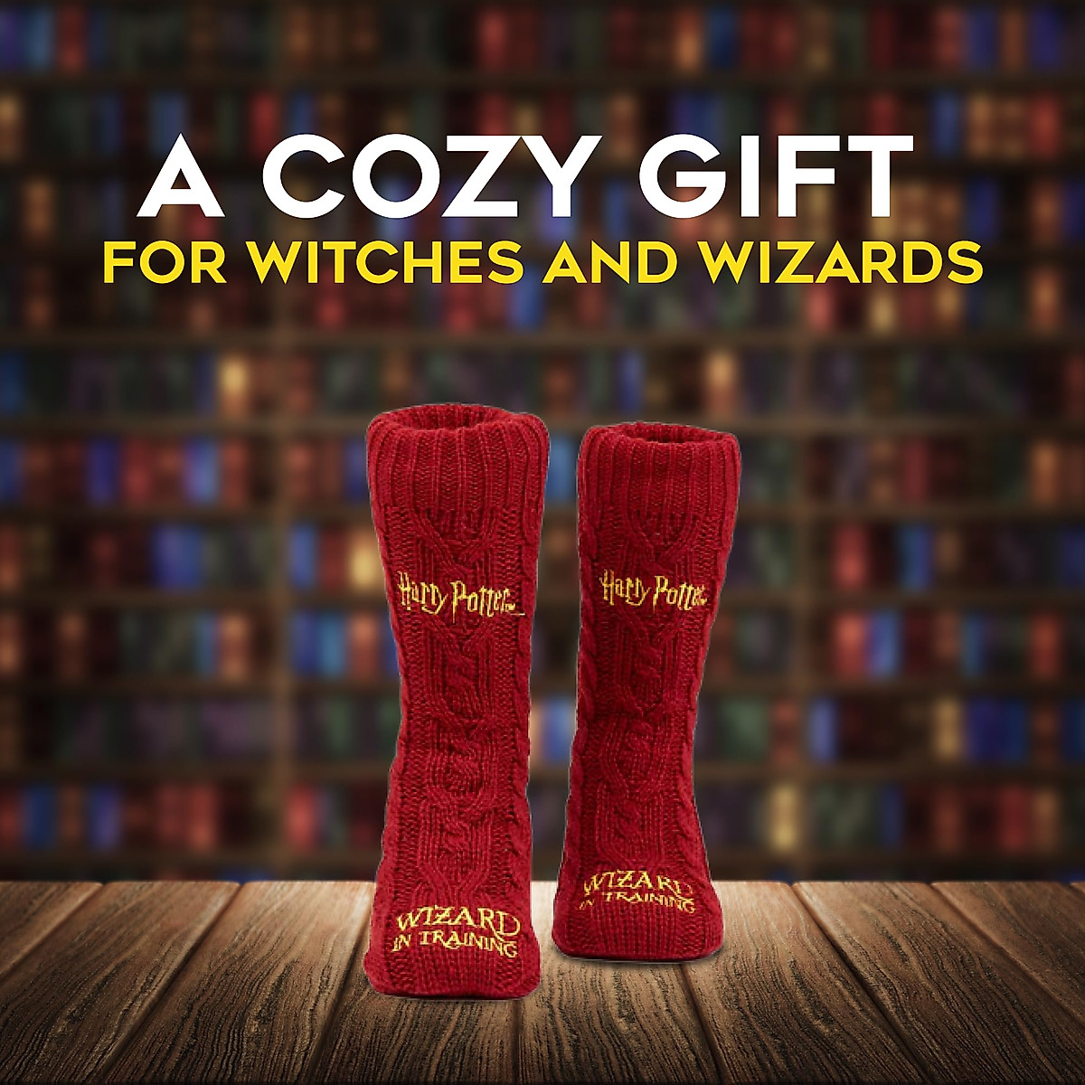 Harry Potter Womens Slipper Socks, Fleece Lined Non Slip Socks - Gifts for Her (Burgundy)