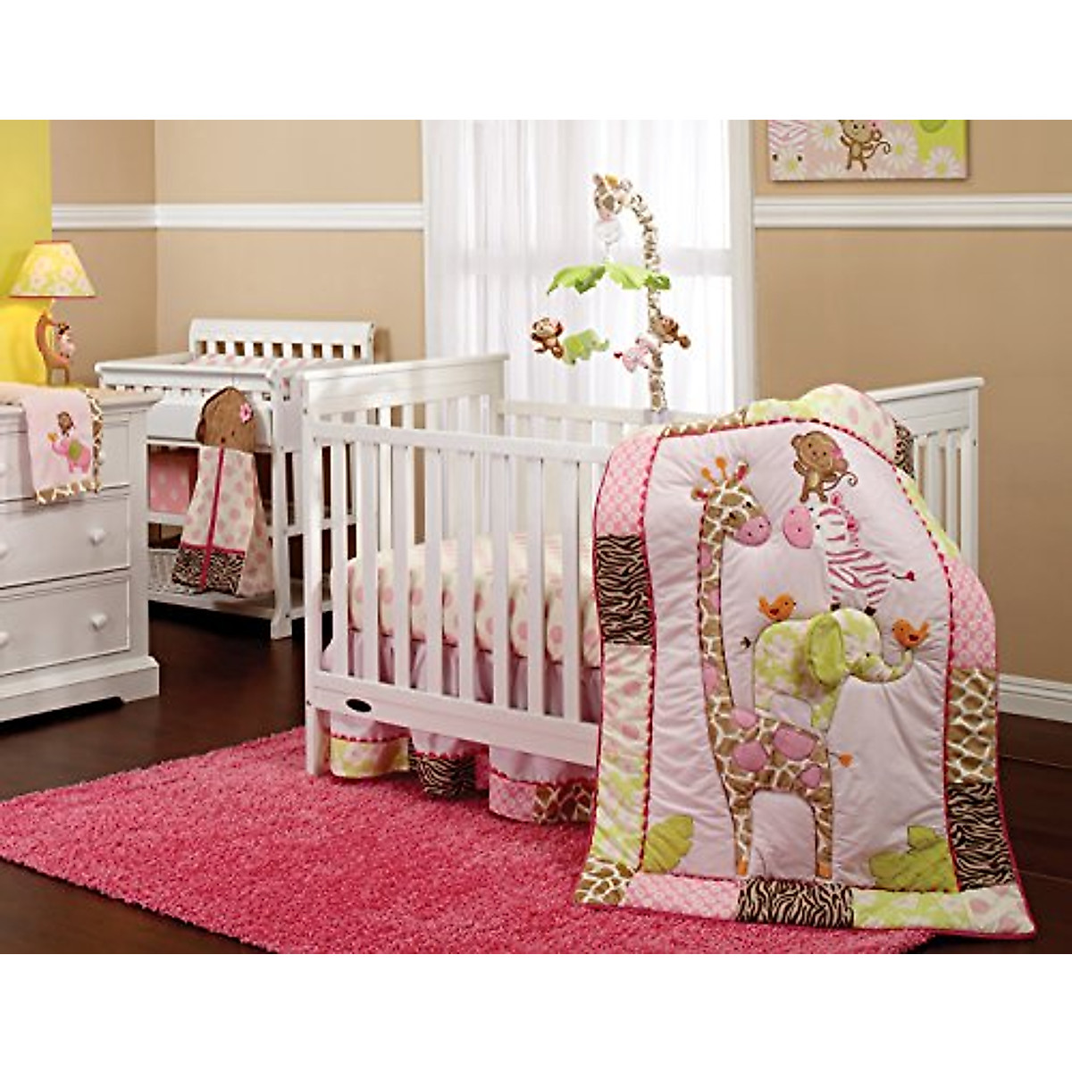 Carter's Jungle Collection Nursery Diaper Stacker, Pink/Lime/Brown/Tan