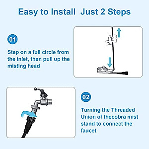 Cobra Mister Stand for Outside Patio, Outdoor Misting Cooling System, Portable Mist Standing for Garden, Bird Bath, Tanning, Water Hose Attachment for Umbrella, Backyard, Plants, Greenhouse, Pool, 6Ft