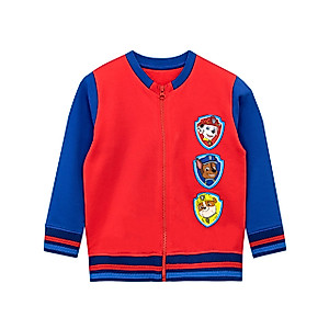 Paw Patrol Jacket | Jackets for Boys | Chase Rubble Marshall | Kids Zip Up Sweater Size 8 Red