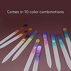 Glass Nail Files for Natural Nails, Fingernail Files, Manicure Set Nail Care, Gentle Comfortable Filing, Leaves Nails Smooth - Bona Fide Beauty 10-Piece Premium Czech Crystal Nail Files