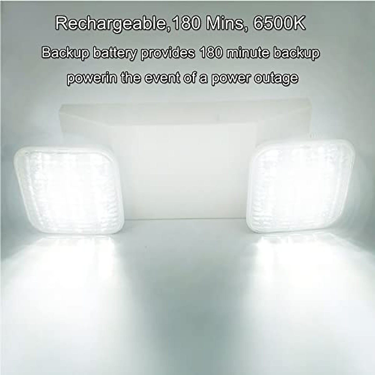 LED Emergency Light Fixture, Commercial Emergency Lights with Battery Backup, Square Two Head Adjustable LED Emergency Light for Power Failure Business, Emergency Exit Light AC 110V-277V 6 Pack