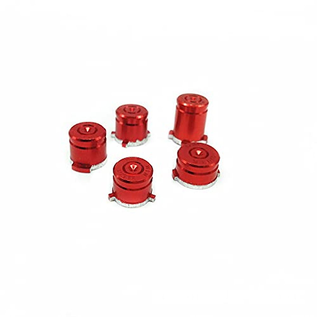 Alloy Metal 9mm Bullet Buttons Mod Kit ABXY & Guide Button for Xbox One xboxone Controller (Red)