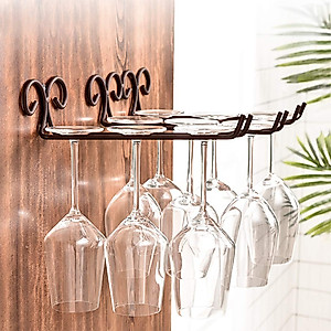 Wine Glass Racks, 2Pcs Single Row Stainless Steel Wall-Mounted Wine Glass Rack Hanger Bar Home Cup Glass Holder By Hmane (Steel)