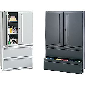 HON 785LSQ 700 Series Lateral File w/Storage Cabinet, 36w x 18d x 64.25h, Light Gray