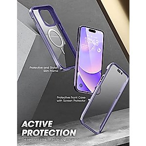 SUPCASE Unicorn Beetle Edge Mag Case for iPhone 14 Pro Max 6.7", Compatible with MagSafe Slim Frame Clear Protective Case with Built-in Screen Protector (Mauve)