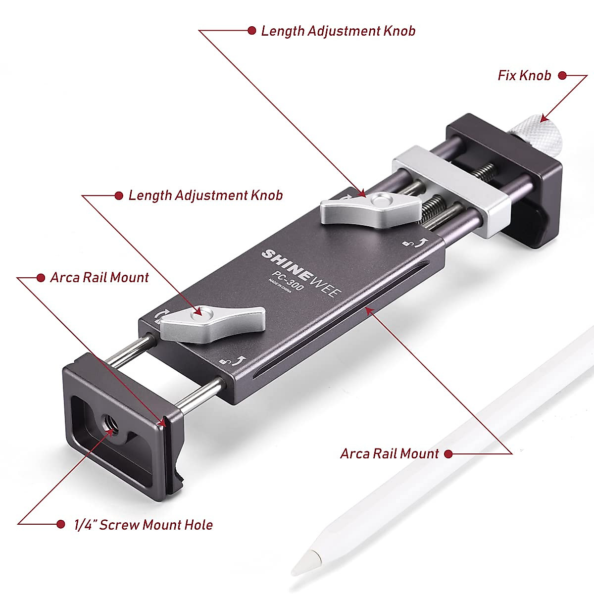 SHINEWEE Aluminum Tablet Tripod Mount Adapter, Clamp Tablet Holder Fits iPad, Air, Pro, Mini, 1 2 3 4 5, Use on Tripod, Monopod, Selfie Stick, Tabletop Stand Etc