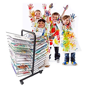 JIAHESHYP 5 Sizes Mobile Art Drying Rack, Classroom Studio Home Painting Drying Rack for Kids, Artists, Double Sided Art Rack Storage Organizer on Wheels, Drying & Print Racks (Size : 50-Layer)