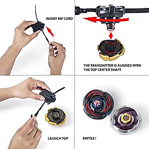 Crush Bey Battling Blades Metal Fusion Starter Set | 3 Tops and Launcher (L-Drago Destructor, Phantom Orion & Black Sun Galaxy Pegasus)