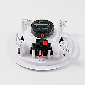 Pyle Pair 5.25” Flush Mount in-Wall in-Ceiling 2-Way Home Speaker System Spring Loaded Quick Connections Dual Polypropylene Cone Polymer Tweeter Stereo Sound 150 Watts (PDIC1651RD) White