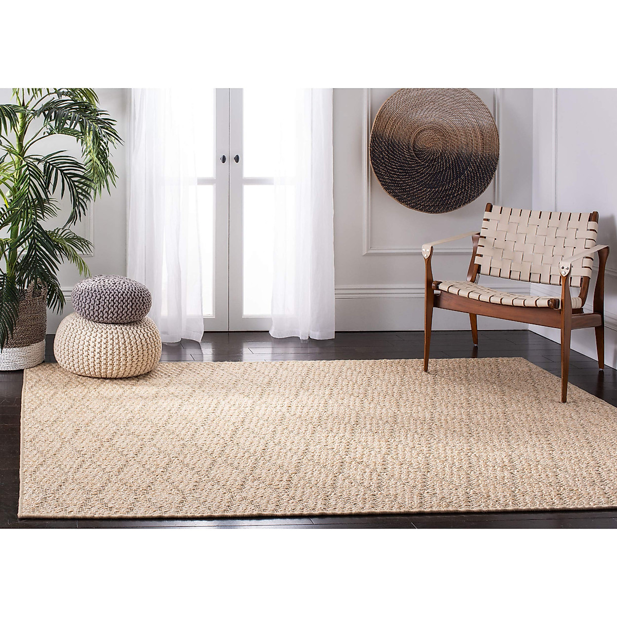 SAFAVIEH Palm Beach Collection Accent Rug - 3' x 5', Beige & Beige, Sisal Design, Non-Shedding & Easy Care, Ideal for High Traffic Areas in Entryway, Living Room, Bedroom (PAB361A)