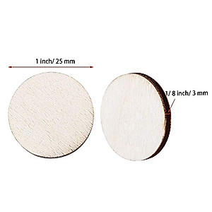 Boao 200 Pieces 1 Inch Unfinished Wood Slices Round Disc Circle Wood Pieces Wooden Cutouts Ornaments for Craft and Decoration