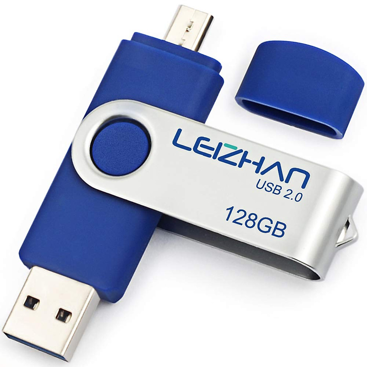 Leizhan Micro USB Flash Drive 128GB Thumb Drive Micro OTG Memory Stick Pendrive USB 2.0 Jump Drive Android Memory Stick U Disk, Blue
