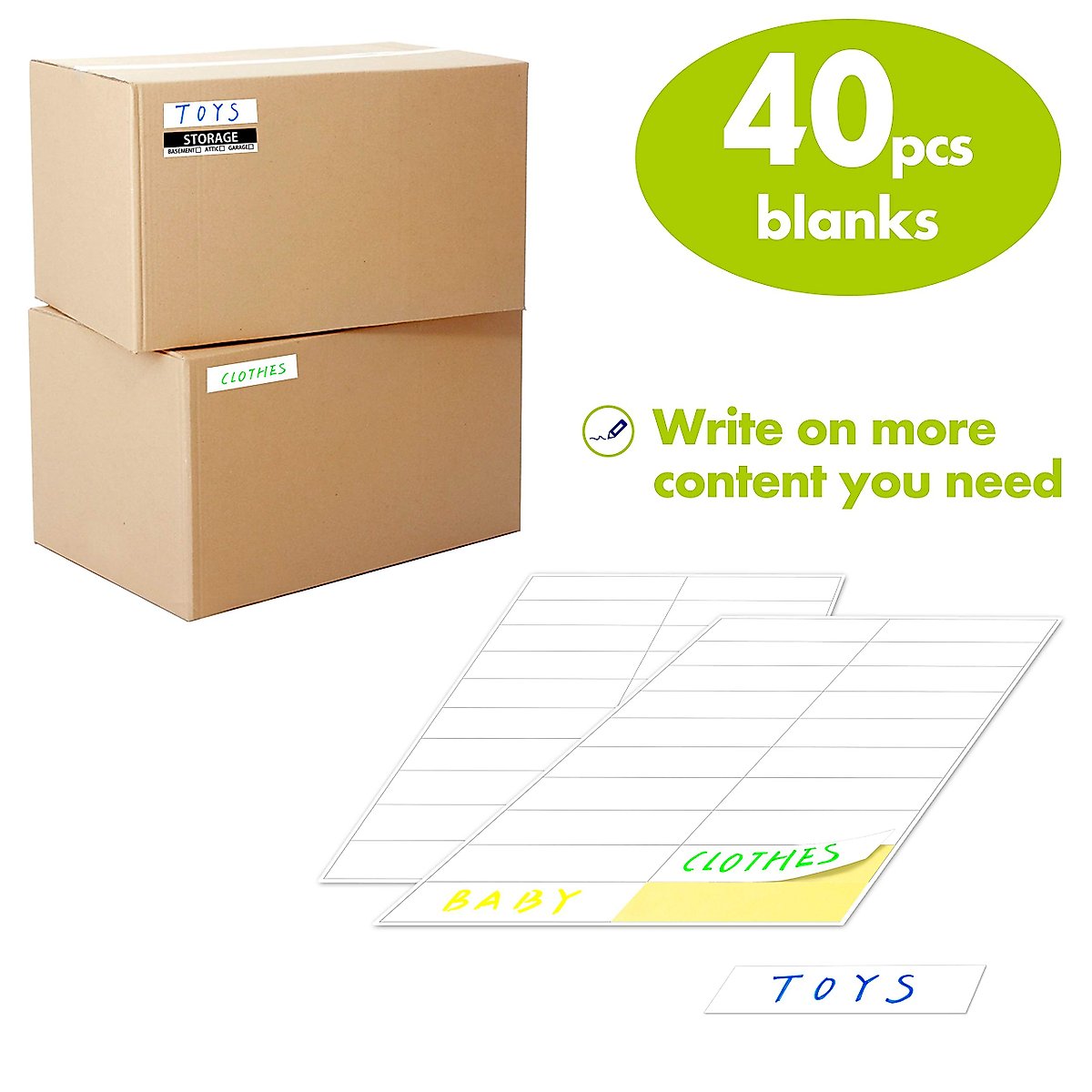 640 Pcs Removable Home Moving Labels 15 Pre-Printed Color-Coded Plus 1 Customizable Blank (Each Measures 4" x 1")
