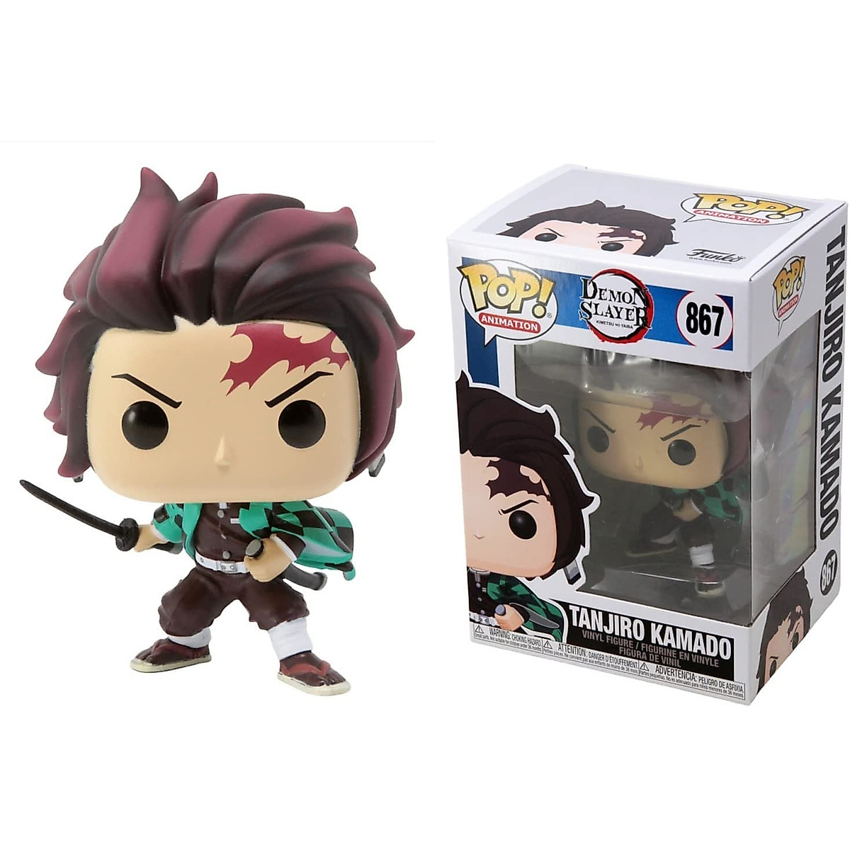 POP Demon Slayer - Tanjiro Kamado Funko Vinyl Figure (Bundled with Compatible Box Protector Case), Multicolor, 3.75 inches