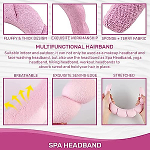 Spa Headband for Women - Sponge Spa Headband for Washing Face - Skin Care Headbands - Terry Towel Cloth Hair Band for Skincare - Puffy Spa Headband - Skincare - Hair Accessories - Makeup Removal