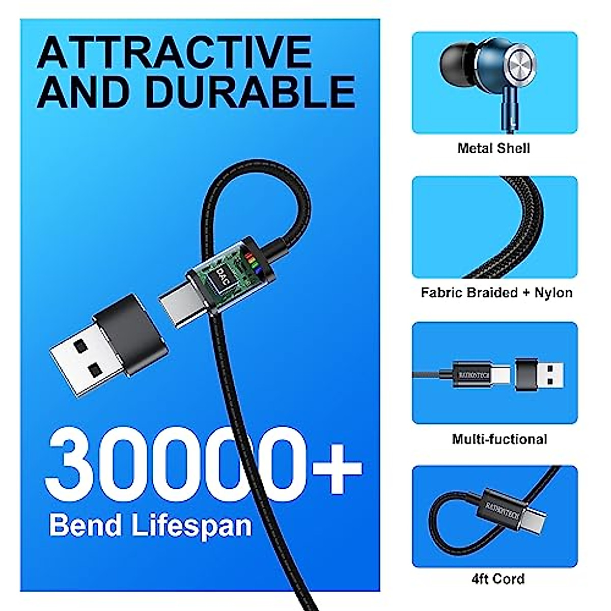 USB C Wired Earphones, HiFi Stereo Magnetic USB Type C Headphones for Laptop with Microphone, Noise Isolation Headset Compatible for iPhone 15 Pro Samsung Galaxy S23+ S22 Ultra Pixel 7 6a OnePlus