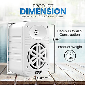 PyleUsa Indoor Outdoor Speakers Pair-500 Watt Dual Waterproof 5.25” 2-Way Full Range Speaker System w/ 1/2”High Compliance Polymer Tweeter - in-Home, Boat, Marine,Deck,Patio,Poolside (White) PDWR55WT