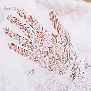 B-COOL 2 Pieces Lace Tablecloth 60 x 120 Inch Wedding Rectangle Overlay for Tables Rustic Vintage White Table Cover