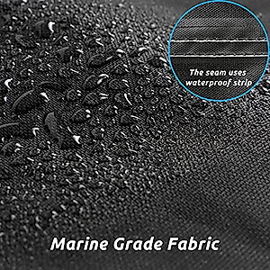 Boat Cover, 17-19ft Waterproof Trailerable Boat Cover, Mancro Heavy Duty UV Resistant Marine Grade Outboard Cover Compatible for Bass Boat, Fits Bayliner Tri-Hull V-Hull Fishing Runabout Boat, Black