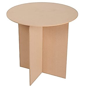 SSWBasics 30 Inch Round Wood Display Table - 250 Pound Weight Capacity - Medium Density Fiberboard - Compatible with Round Tablecloths up to 88 inches - 2 Part Interlocking Finger Groove Base