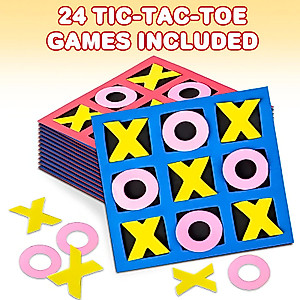 Gamie 5-Inch Foam Tic Tac Toe Mini Board Games (24 Pack) – Travel Tic Tac Toe Game for Kids, Indoor Recess Games for Classroom, Mini Board Games Bulk, Tic Tac Toe Party Favors for Kids