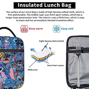 TRPSR 3D Cartoon Anime Lunch Bag Large insulated lunch box with adjustable shoulder straps suitable for women and men's office work food handbags