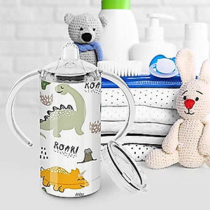 ZONEGRACE 4 Pack 12 OZ Sublimation White Blank Straight Sippy Cup,Insulated Stainless Steel Tumblers with Screw-ON LIDS