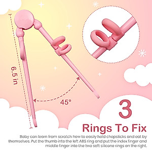 MOTZU 4 Pairs Training Children Beginners Chopsticks - Fun and Easy to Use Cheater Chopsticks, Learning Chopstick Helper, Plastic Practice Chopsticks for Kids & Adults - Reusable & Dishwasher Safe