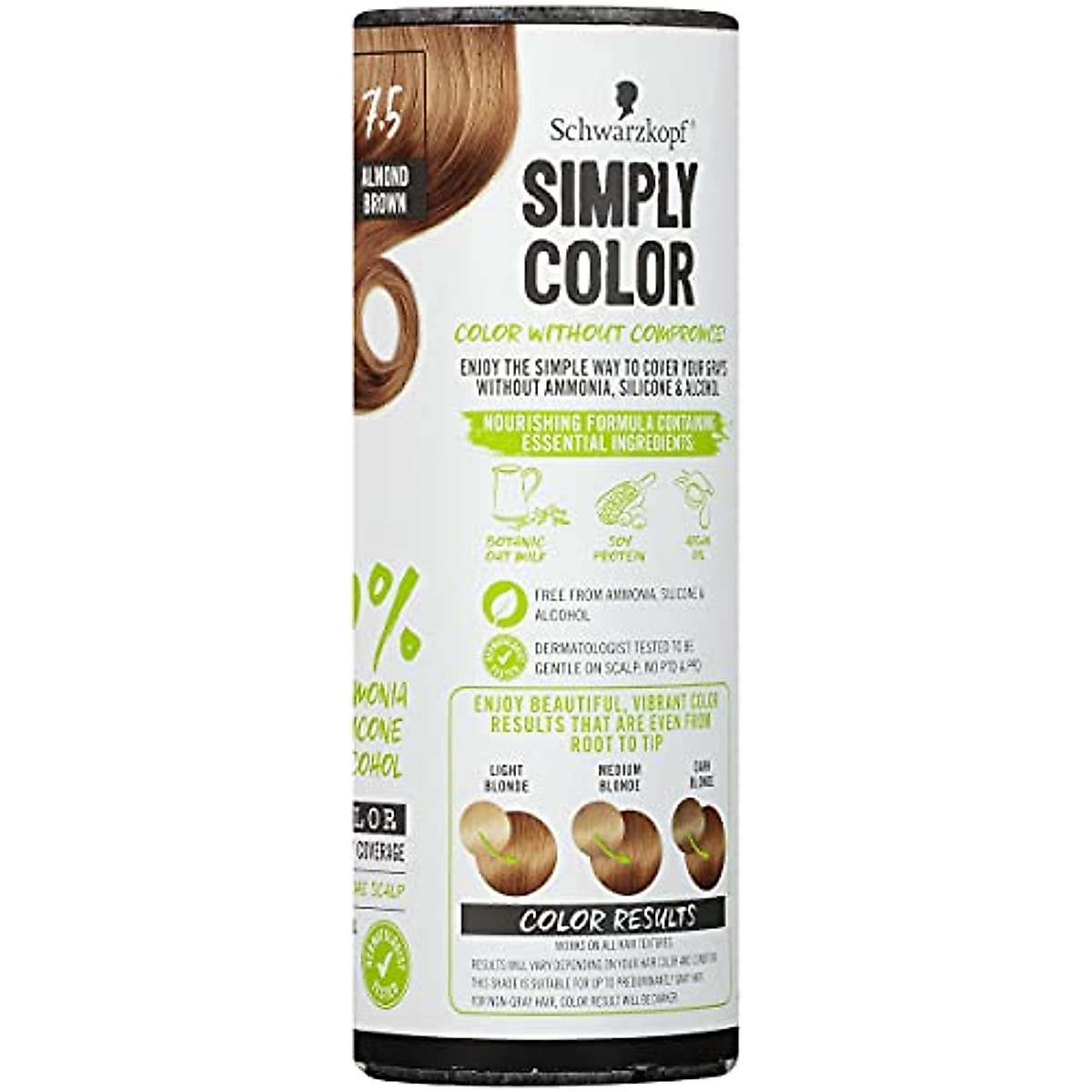 Schwarzkopf Simply Color Permanent Hair Color, 7.5 Almond Brown