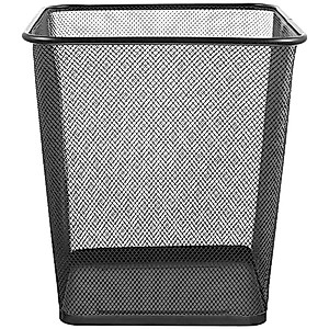HANABASS Black Mesh Metal Trash Can Square Mesh Wire Wastebasket Vintage Garbage Bin Reusable Bedroom Rubbish Can for Kitchen Farmhouse Home Office