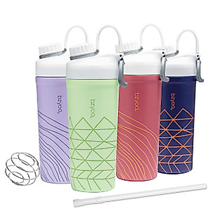 bzyoo 26oz Double-Walled Stainless Steel Insulated Tumbler with Straw Leak Proof Ideal for Smoothies, Ice Tea or Coffee Includes Mixer Ball BPA Free - Spidy Green